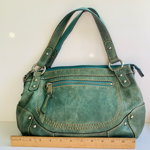 Fossil | Bags | Leather Crossbody Shoulder Bag Fossil Green Blue Purse ...